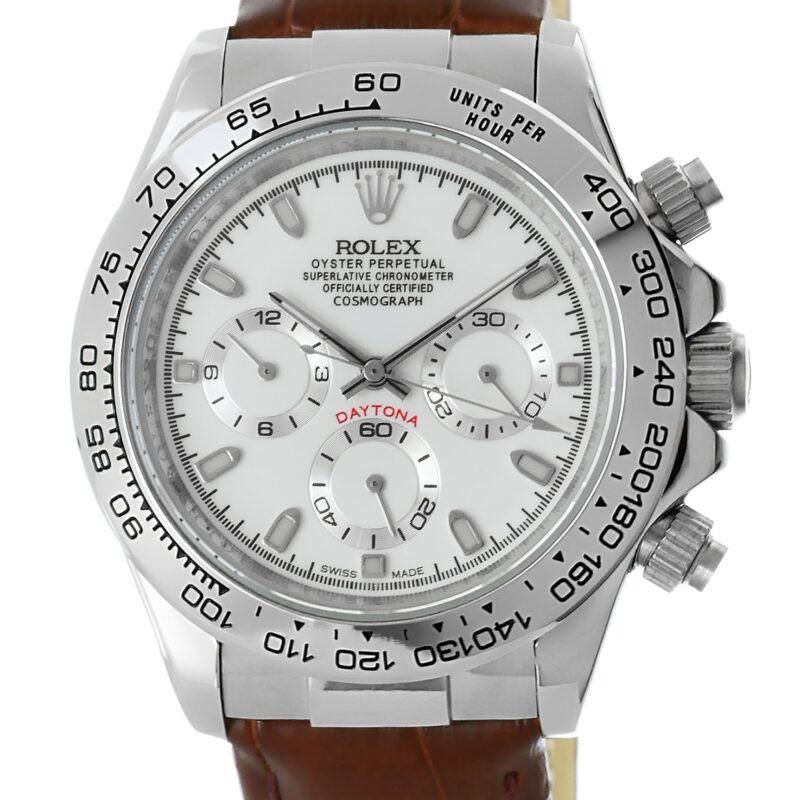 Rolex Daytona stahl/leder - weisses Ziffernblatt - Replica.to ...