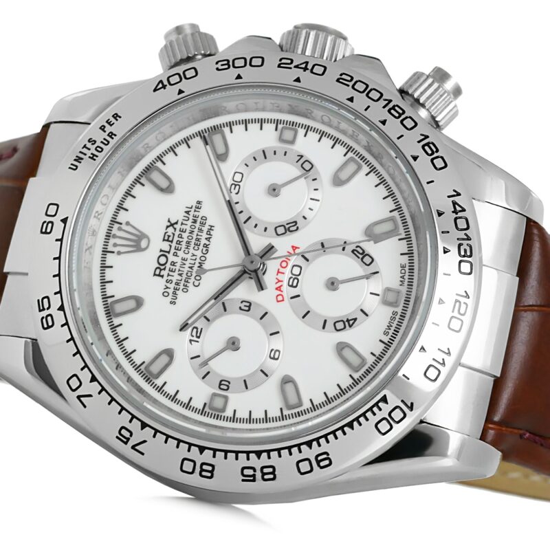 Rolex Daytona stahl/leder - weisses Ziffernblatt - Replica.to ...